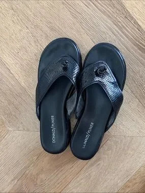 Donald J. Pliner | Shoes | Donald J Pliner Black Snakeprint Thong Flip ...